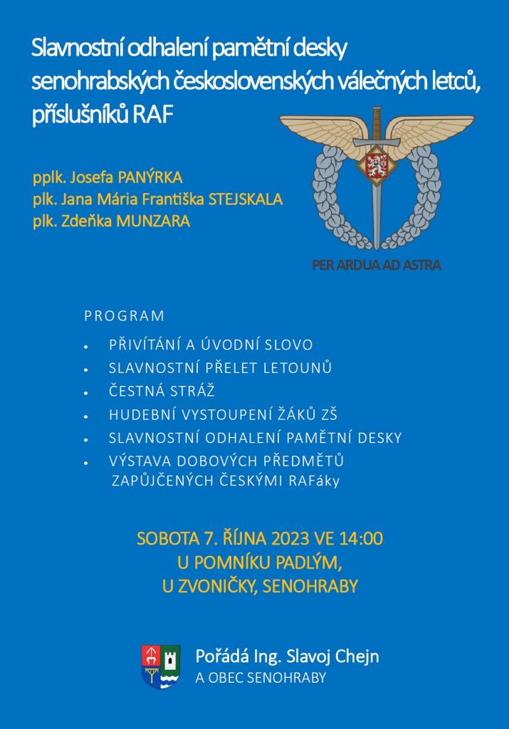 Slavnostní odhalení pamětní desky RAF - Oficiální stránky obce Kunice